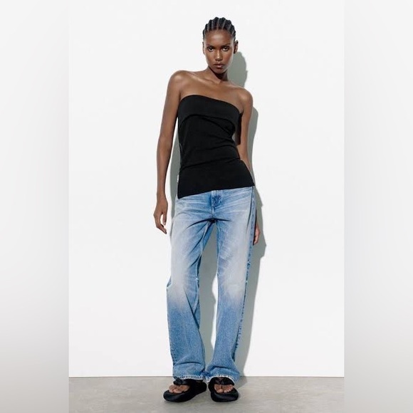 Zara | Tops | Zara Black Tube Top With Side Zippers | Poshmark
